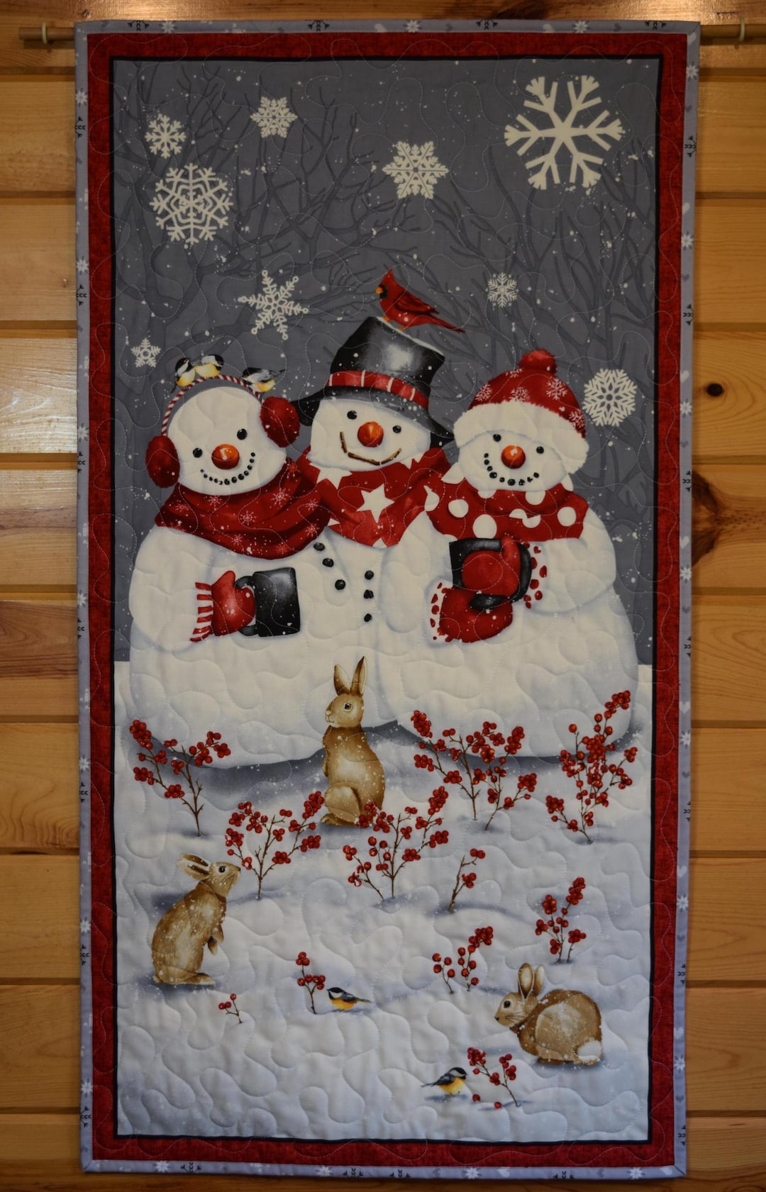 Winter Wall Hanging Quilt, Songbirds Wall Hanging, Snow Man Winter ...