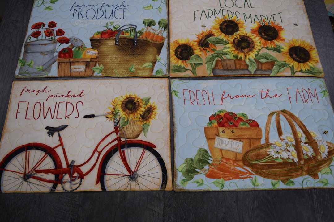 Farmers Market Place Mats,, Country Life Placemats, Farmhouse Table ...