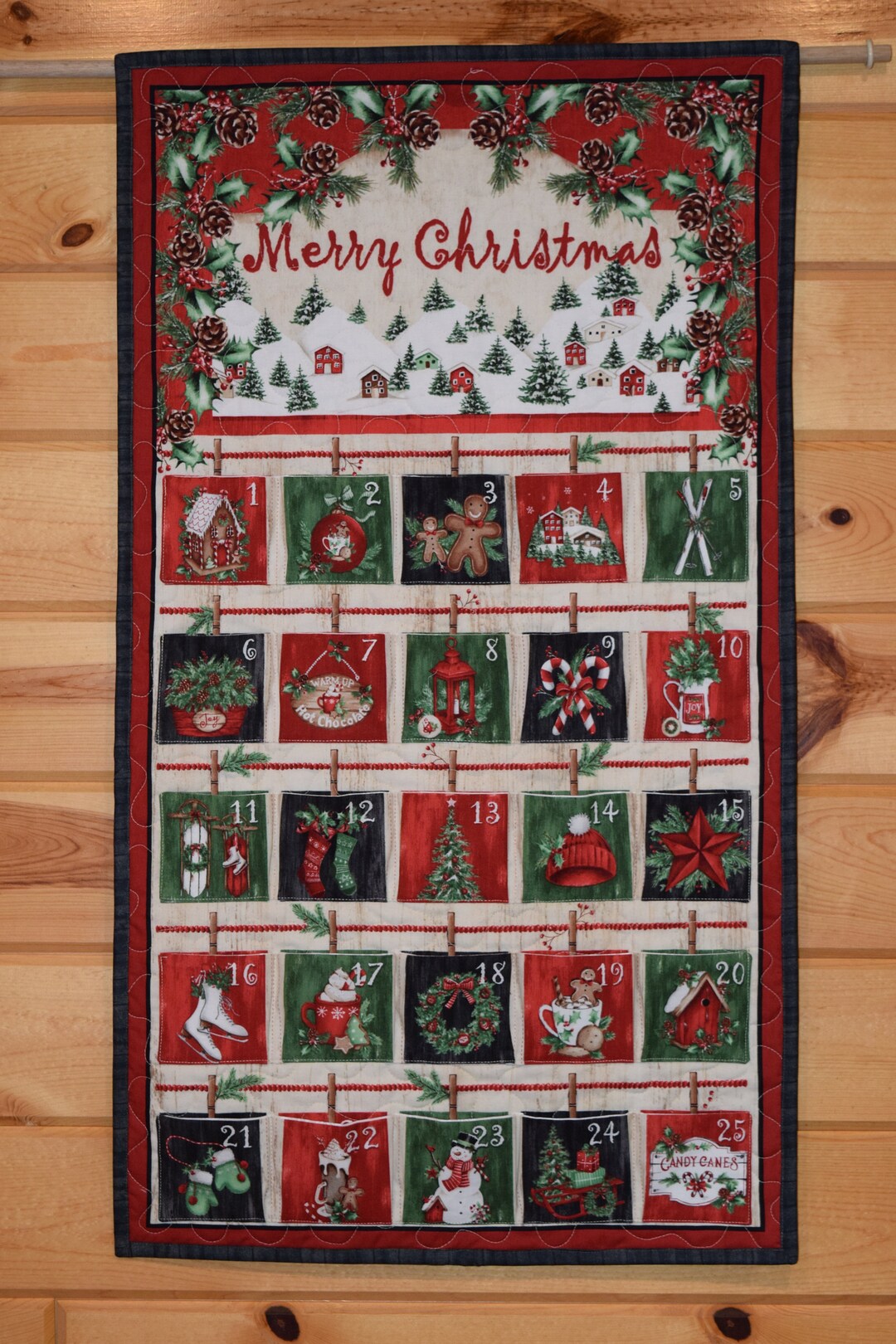 Kids Fabric Advent Calendar Making Spirits Bright Christmas - Etsy