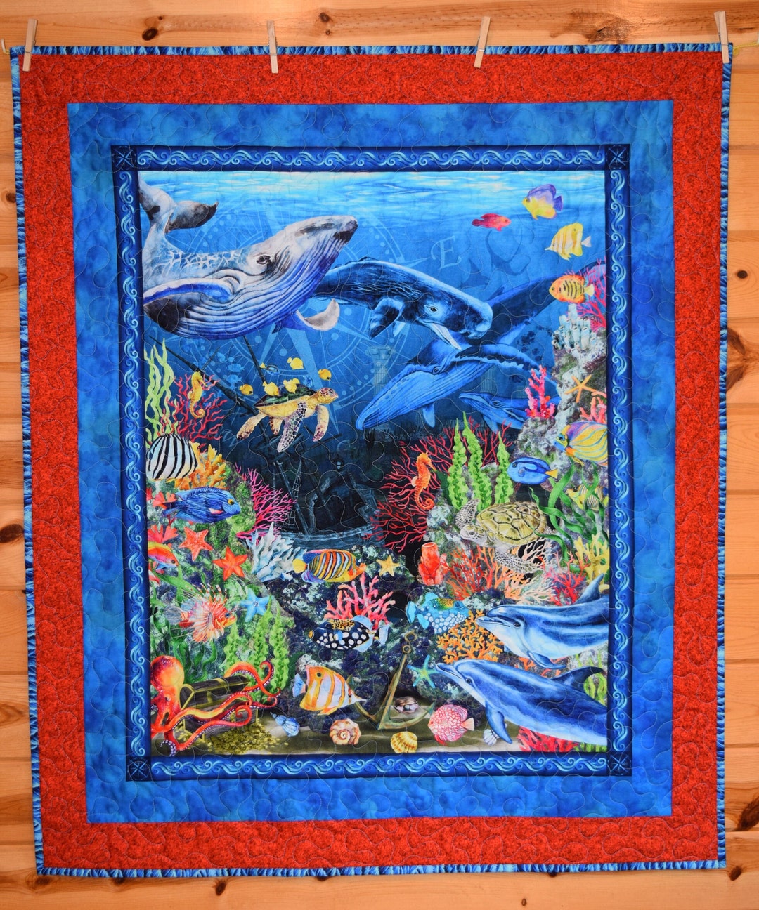Baby Quilt, Ocean Animals Quilt, Handmade Ocean Children's Quilt, Sea ...