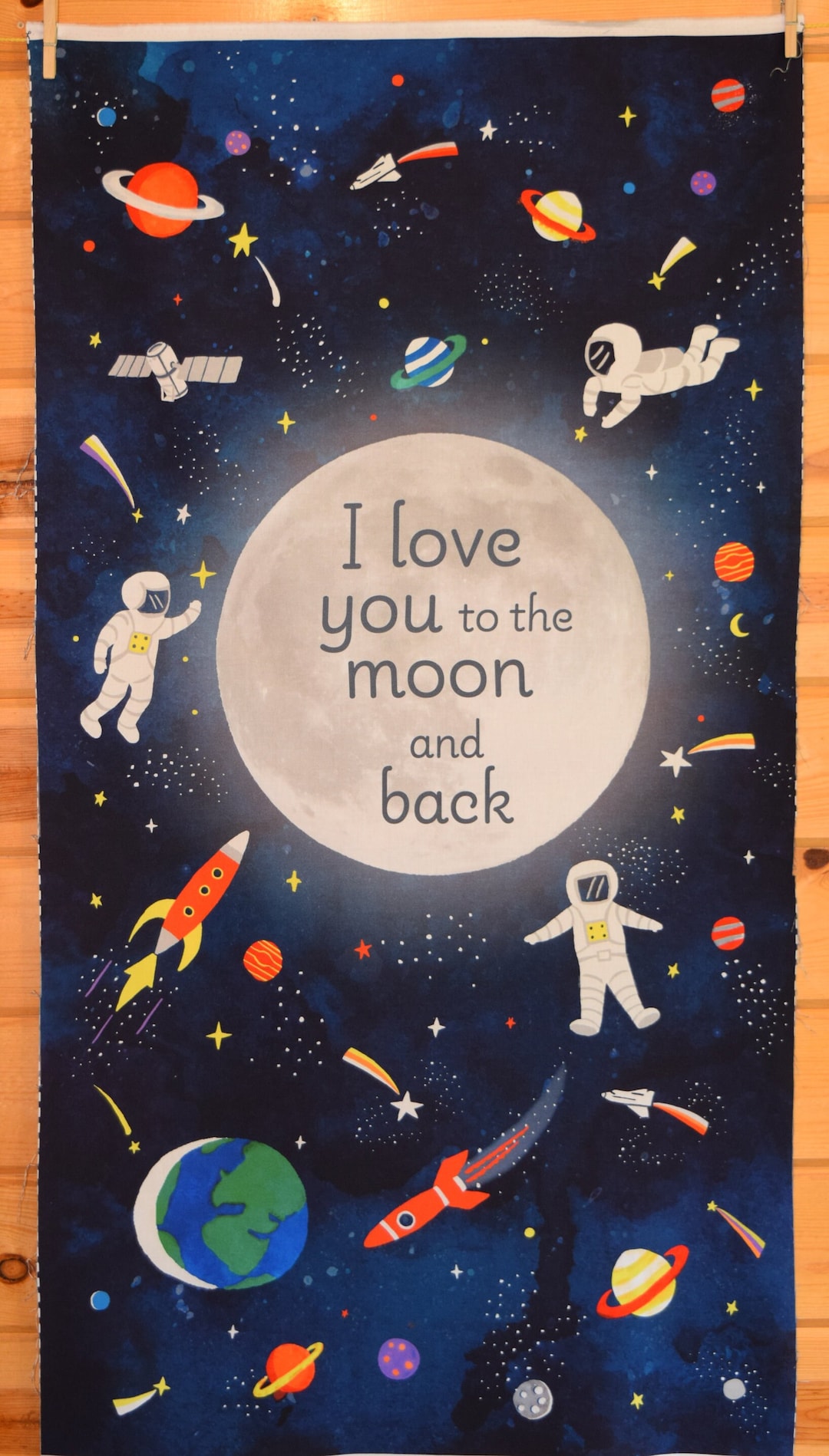 Space Fabric Panels, Love You to the Moon and Back Fabric, Quilting ...