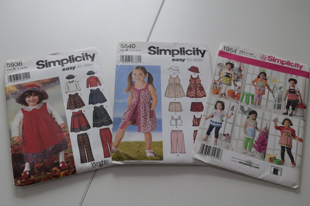 Simplicity Patterns, Young Girls Sizes, Toddler Apron Patterns, Set of ...