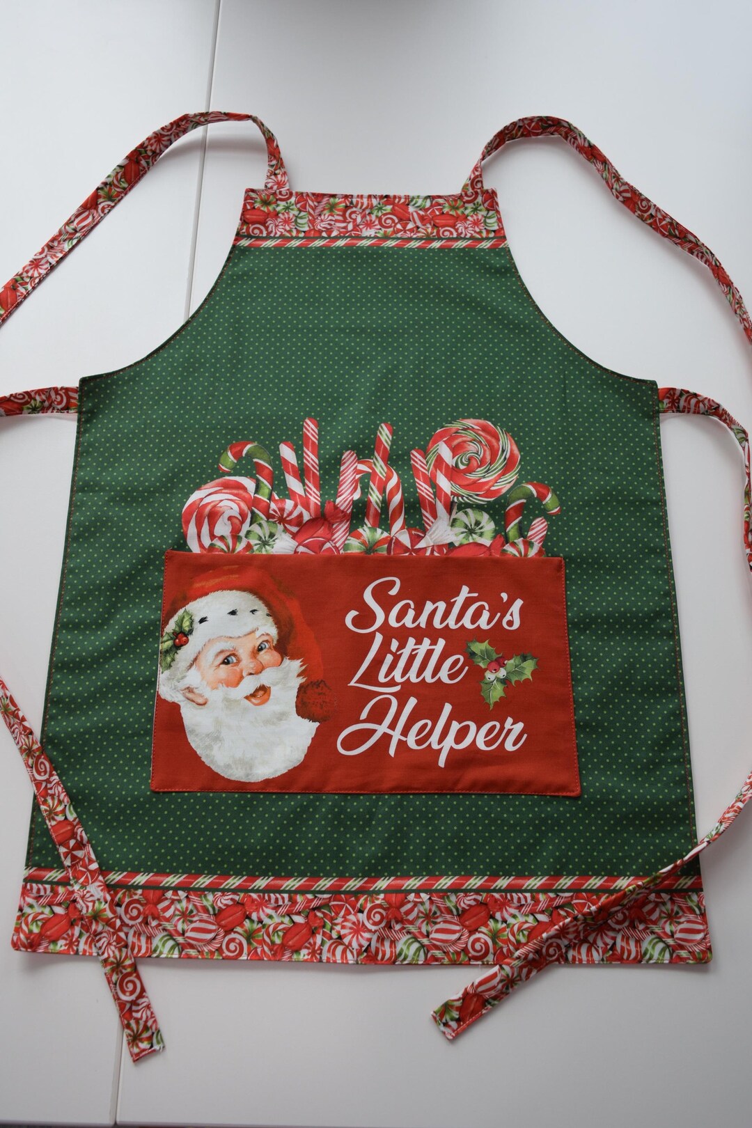 Children's Apron, Santa's Helper Apron, Holiday Kids Gift, Apron With ...