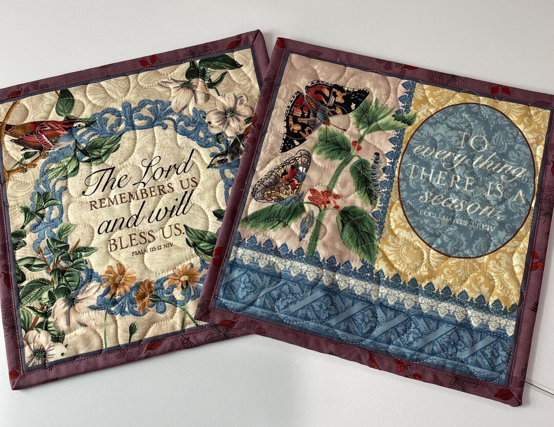 Biblical Quote Mug Rugs: Floral Religious Coasters, Set of 2 - Etsy