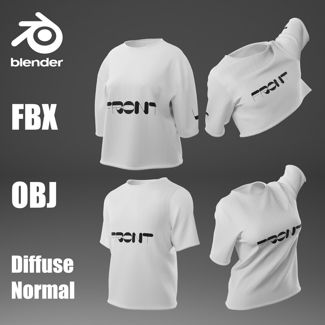 3D T-shirt Pack for Mockups, 3 Styles, 2 Poses, Blender File and FBX ...