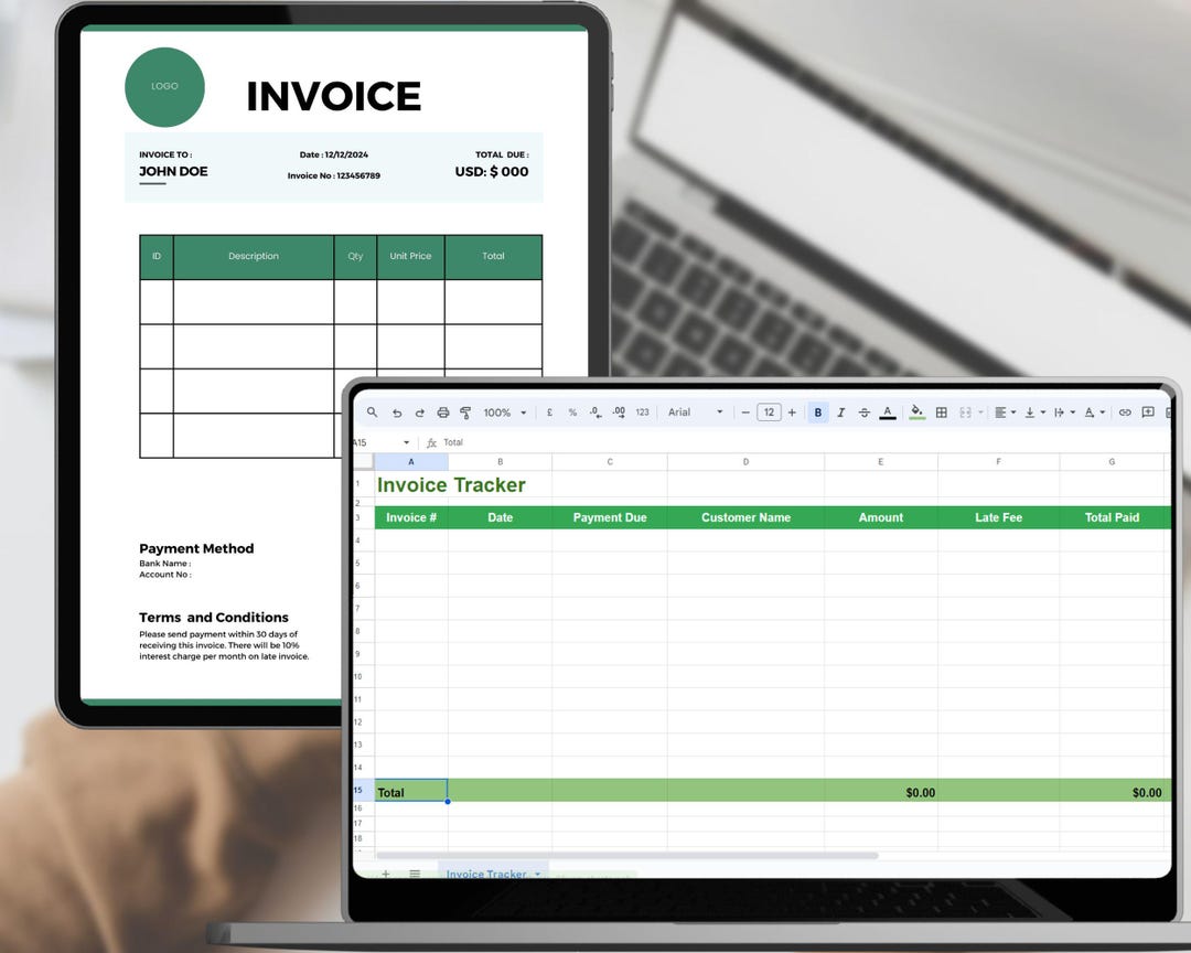 Digital Invoice Template Invoice Tracker Google Sheets - Etsy