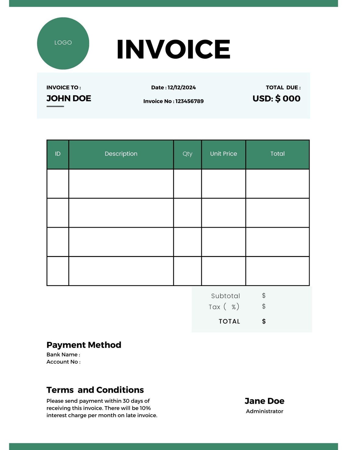 Digital Invoice Template Invoice Tracker Google Sheets - Etsy
