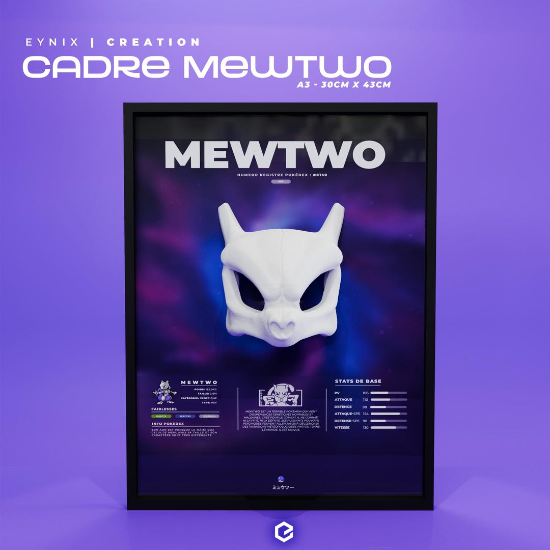 Mewtwo Pokémon Frame A3 Size - Etsy