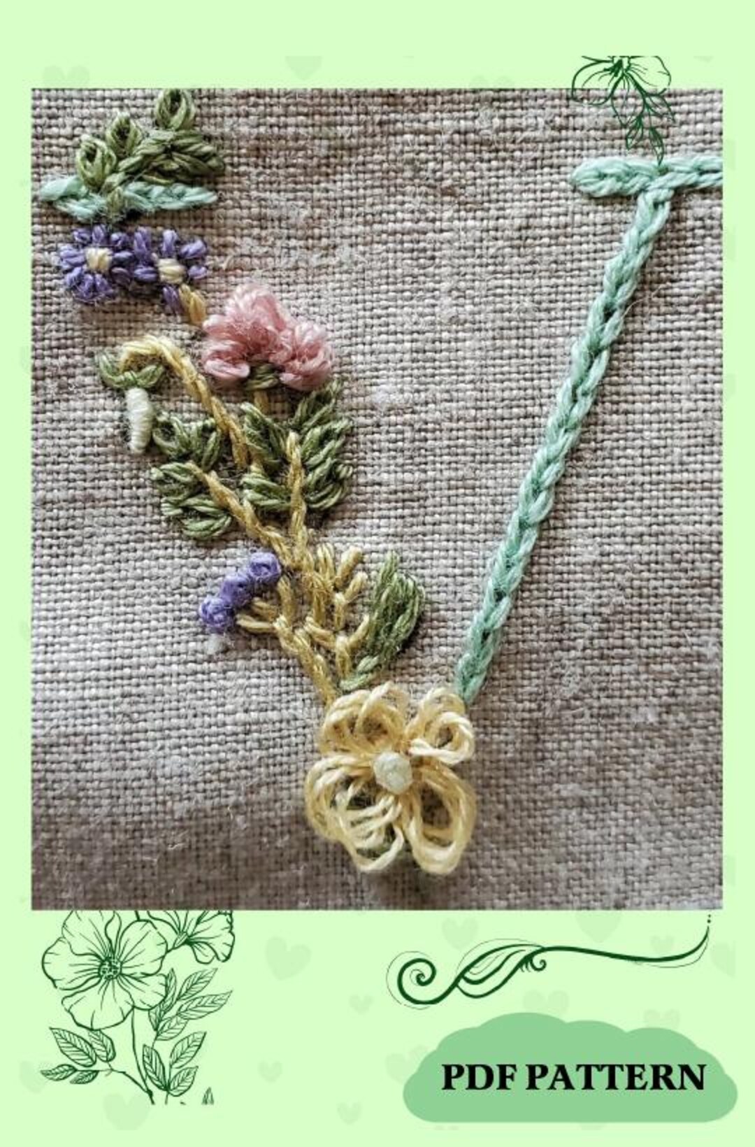 Flower Alphabet "v" Embroidery Design - Etsy