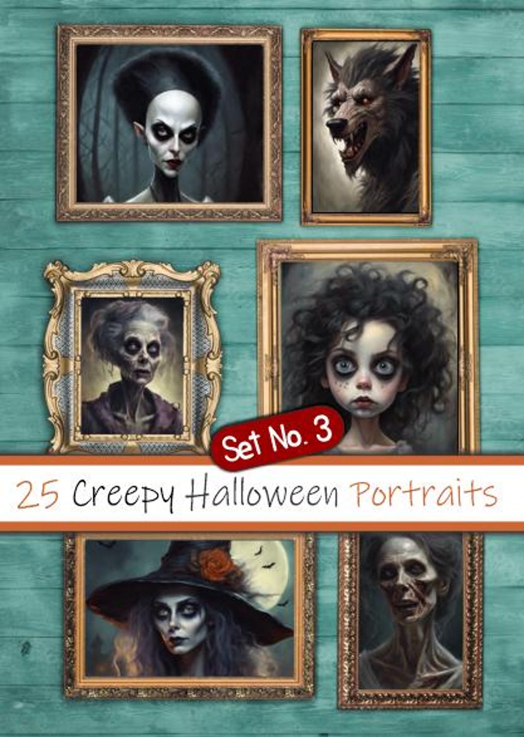 25 Creepy and Scary Halloween Wall Art Portraits, Set No. 3 - Etsy