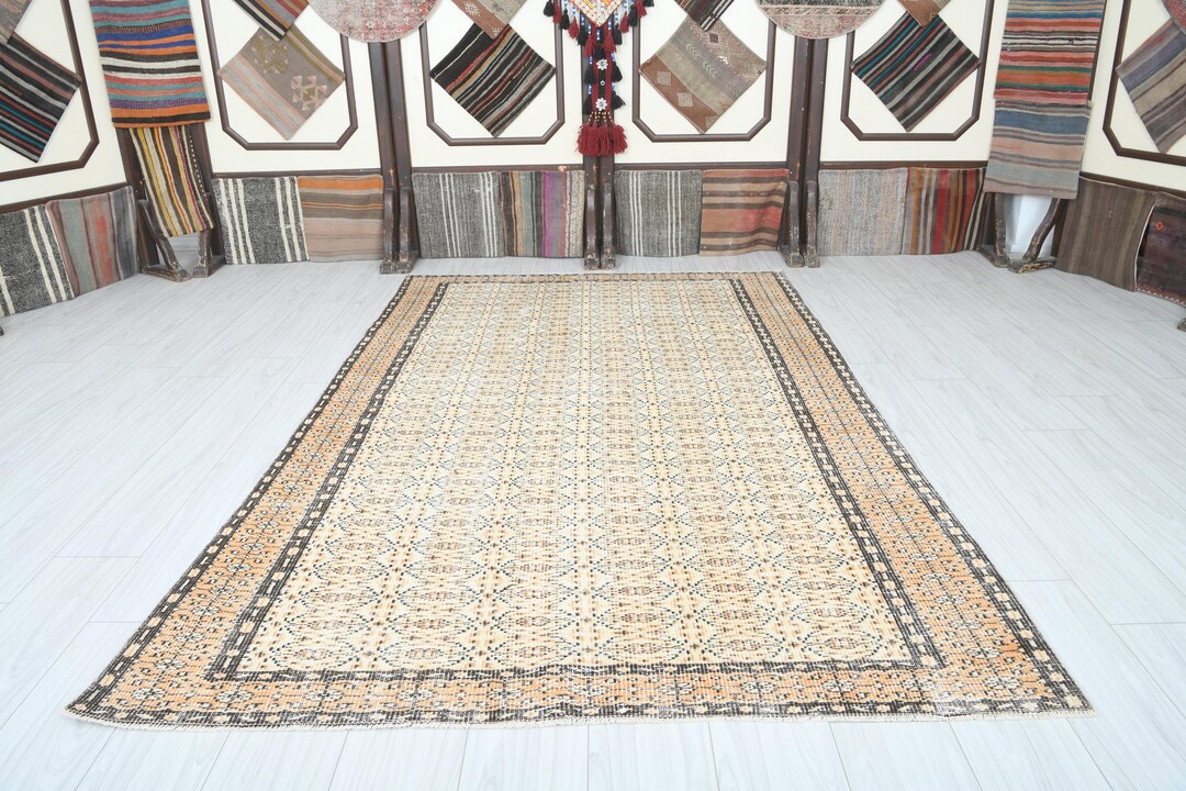 Handmade Turkish Vintage Wool Rug, Muted Oushak Rug 5x9, Vintage Rug ...