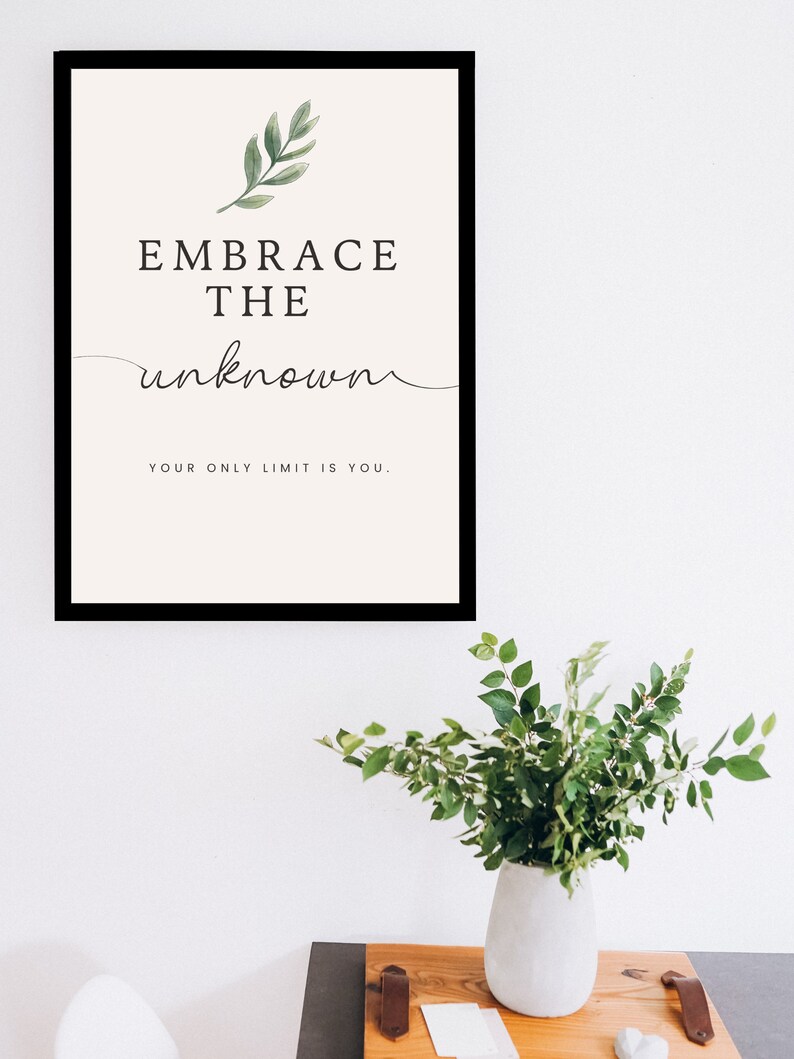 Motivational Poster-embrace the Unknown Wall Art Inspirational Quote ...