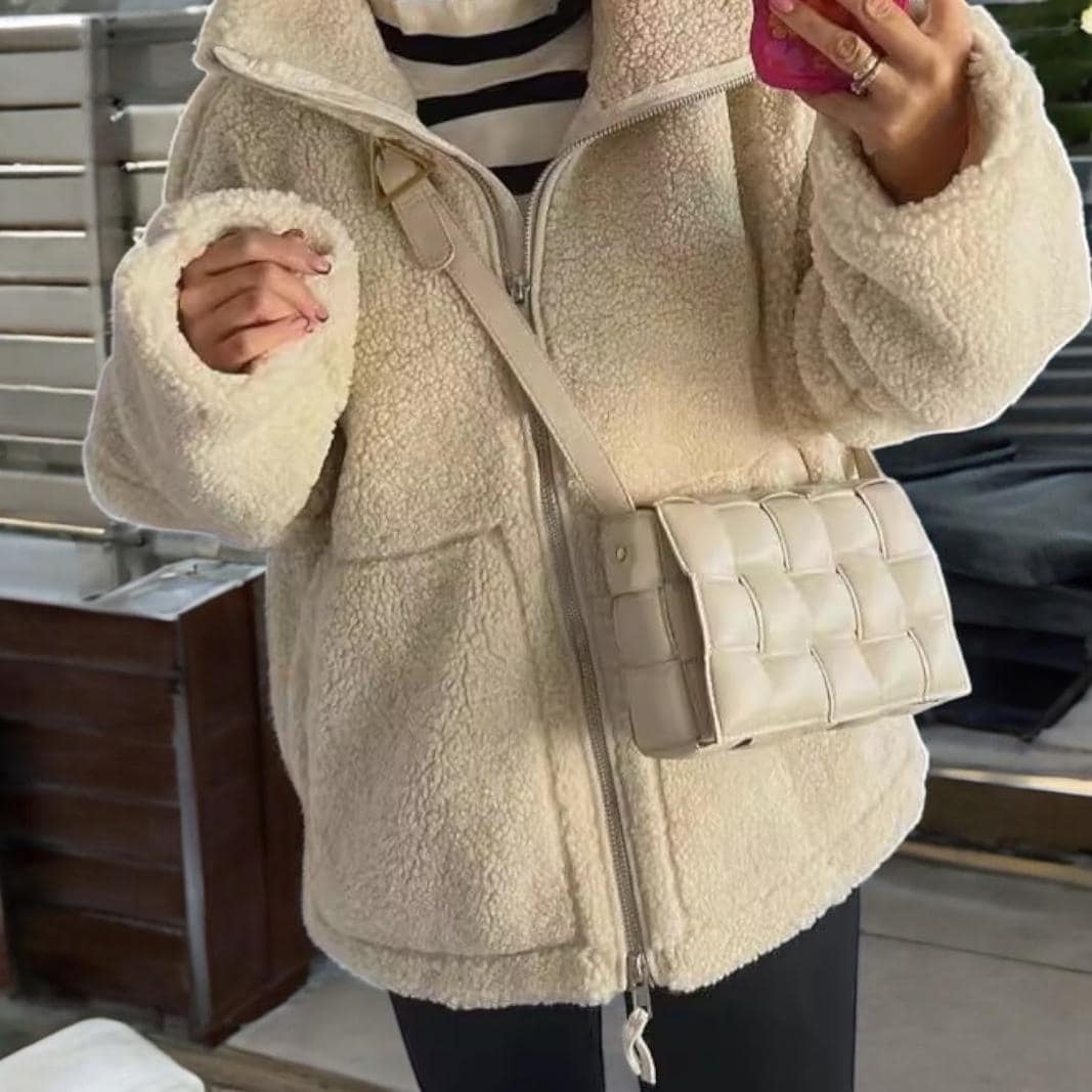 Cozy Plush Fleece Jacket | Women's Warm Zip-up Sherpa Coat | Casual ...