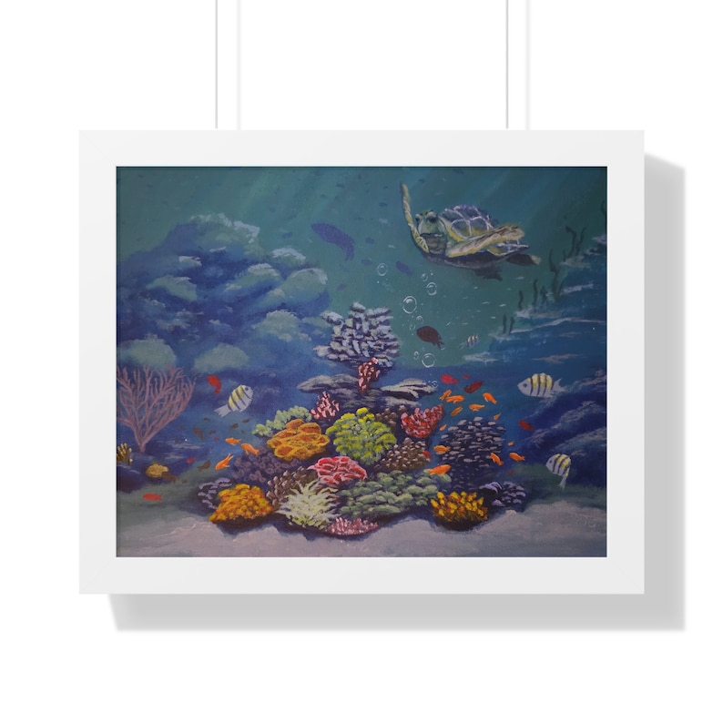 Under the Sea Coral Reef Print Framed Horizontal Poster - Etsy