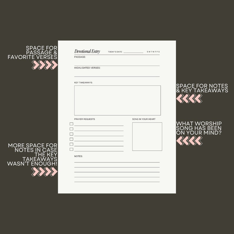 Digital Devotional Entry Template for Bible Reading (comes With 5 Color ...