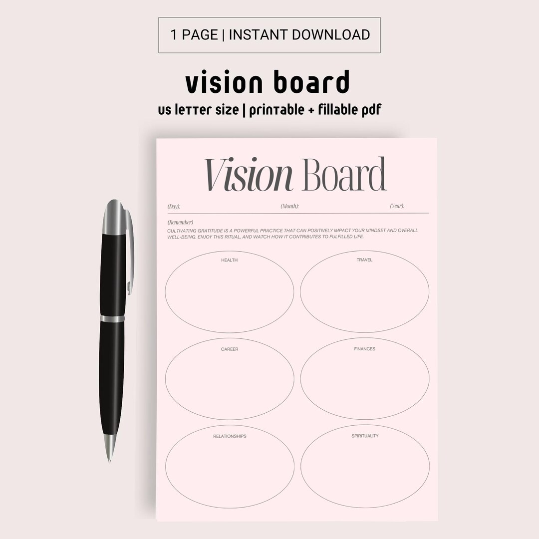 VISION BOARD DIGITAL, Vision Board Printable, Printable Vision Board ...