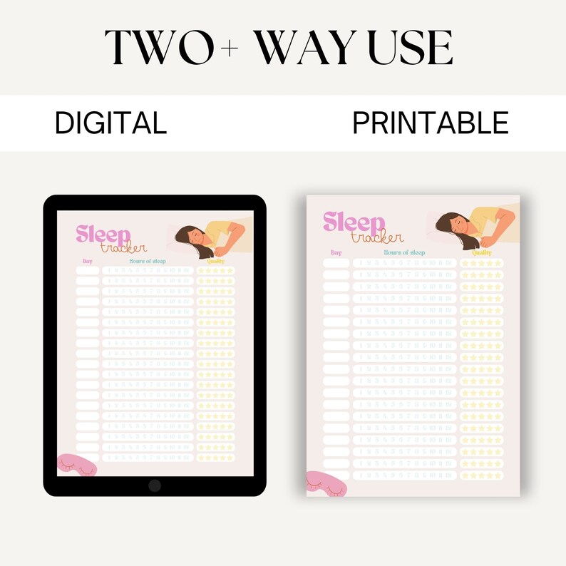 DIGITAL SLEEP TRACKER, Sleep Log Printable, Self Help Planner, Daily ...