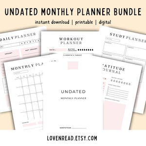 UNDATED MONTHLY PLANNER Bundle, Undated Pdf Planner, Undated Planner ...