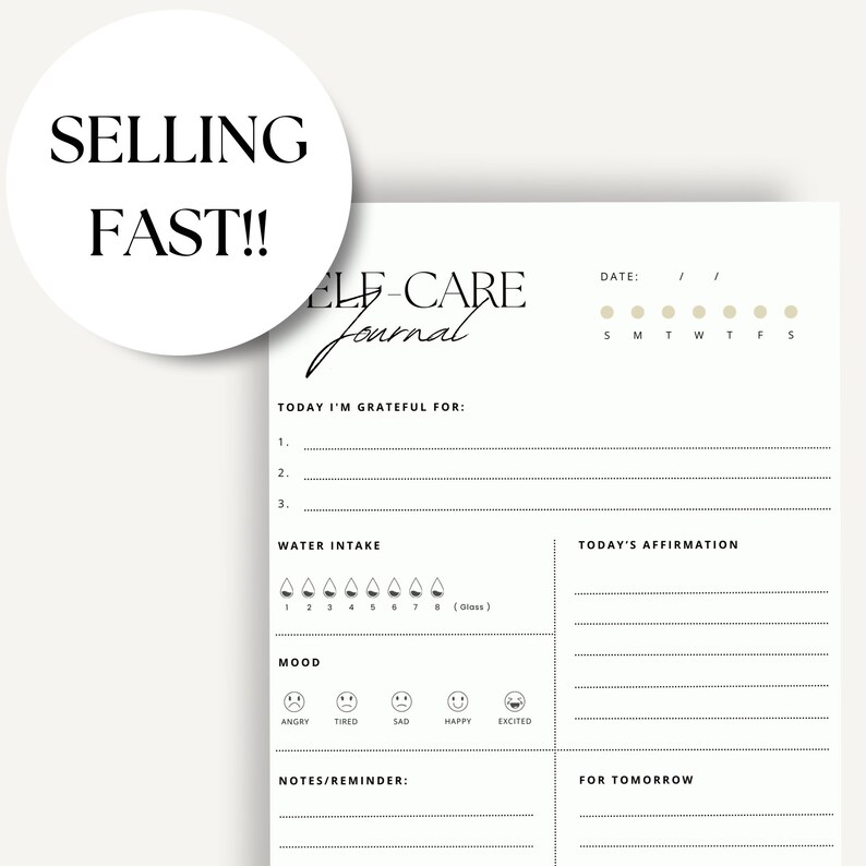SELF CARE JOURNAL, Gratitude Journal, Self-care Planner, Note Paper ...