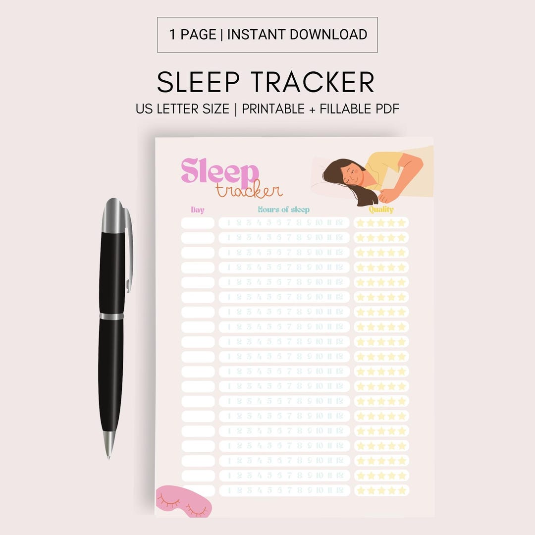DIGITAL SLEEP TRACKER, Sleep Log Printable, Self Help Planner, Daily ...