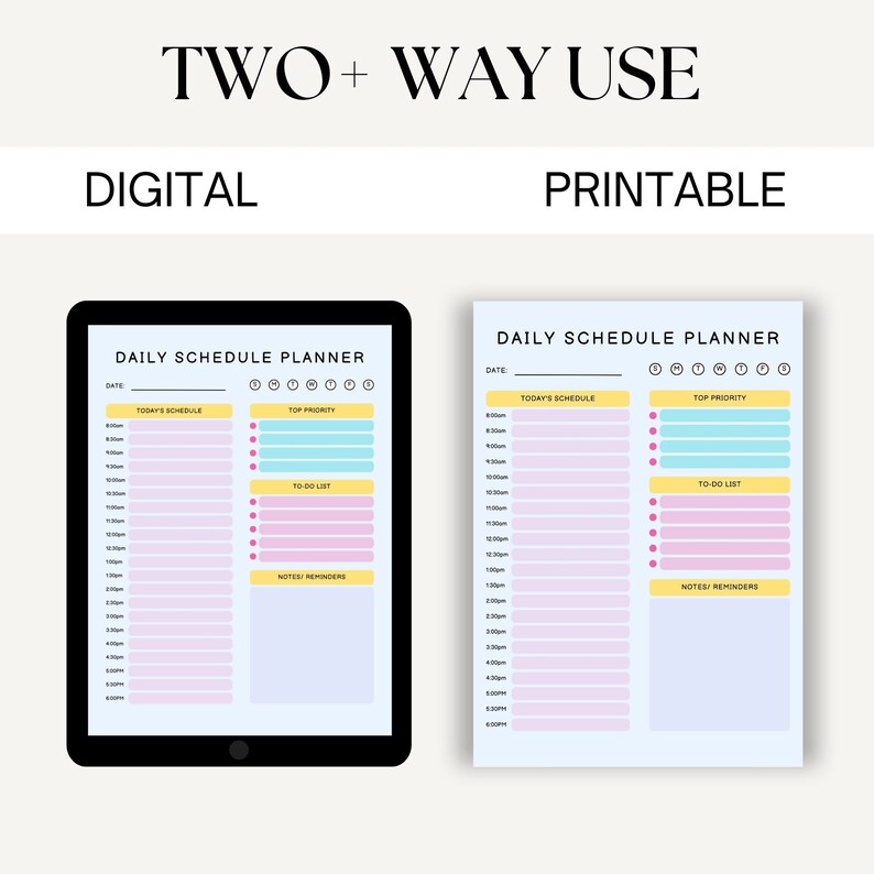 DAILY SCHEDULE PLANNER, Daily Planner Pdf, Schedule Planner, Daily ...