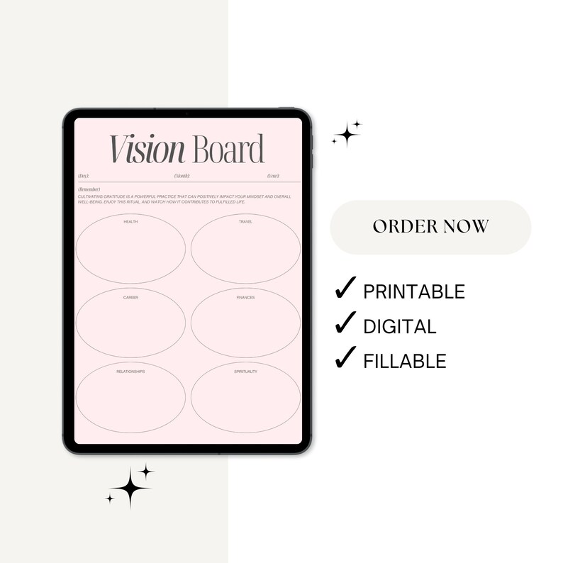 VISION BOARD DIGITAL, Vision Board Printable, Printable Vision Board ...