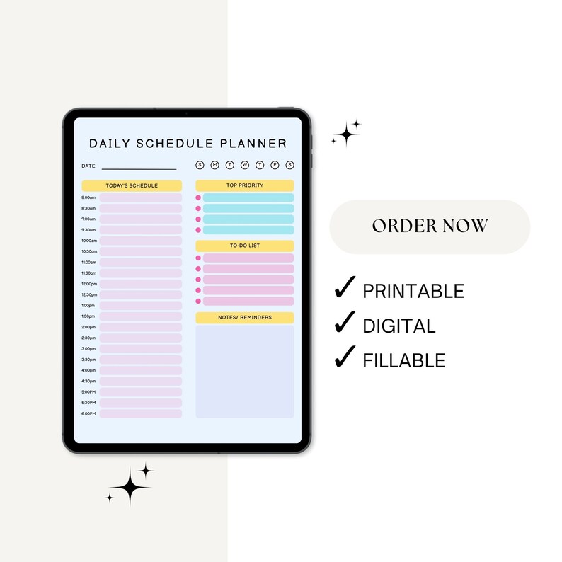 DAILY SCHEDULE PLANNER, Daily Planner Pdf, Schedule Planner, Daily ...