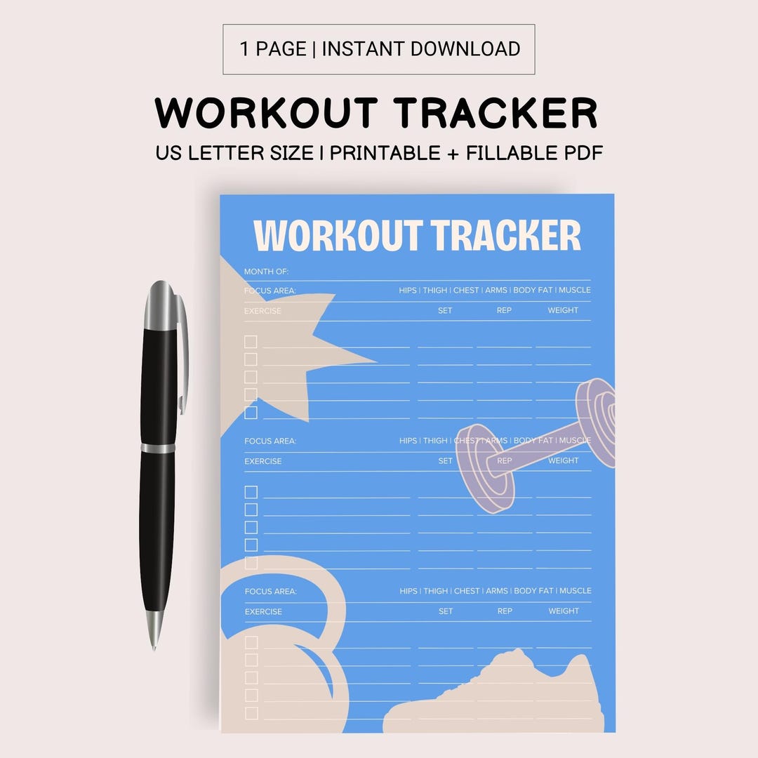 WORKOUT TRACKER PLANNER, Workout Planner, Fitness Goals, Workout Goals ...