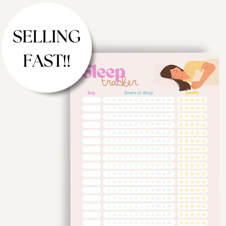 DIGITAL SLEEP TRACKER, Sleep Log Printable, Self Help Planner, Daily ...