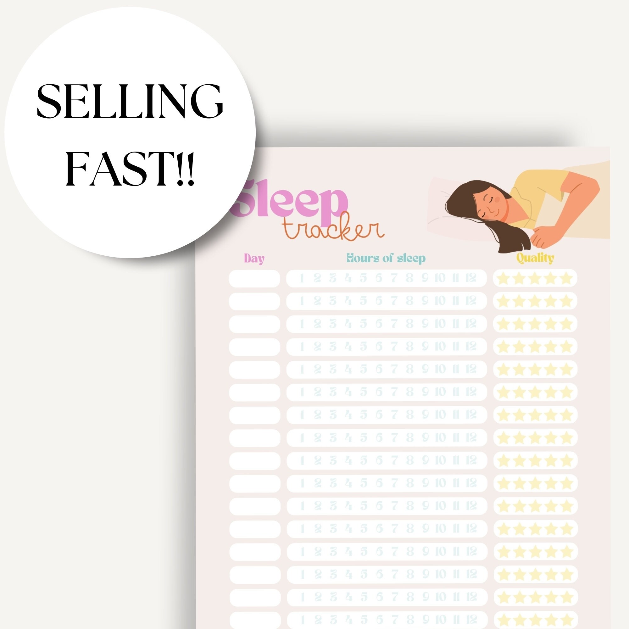 DIGITAL SLEEP TRACKER, Sleep Log Printable, Self Help Planner, Daily ...