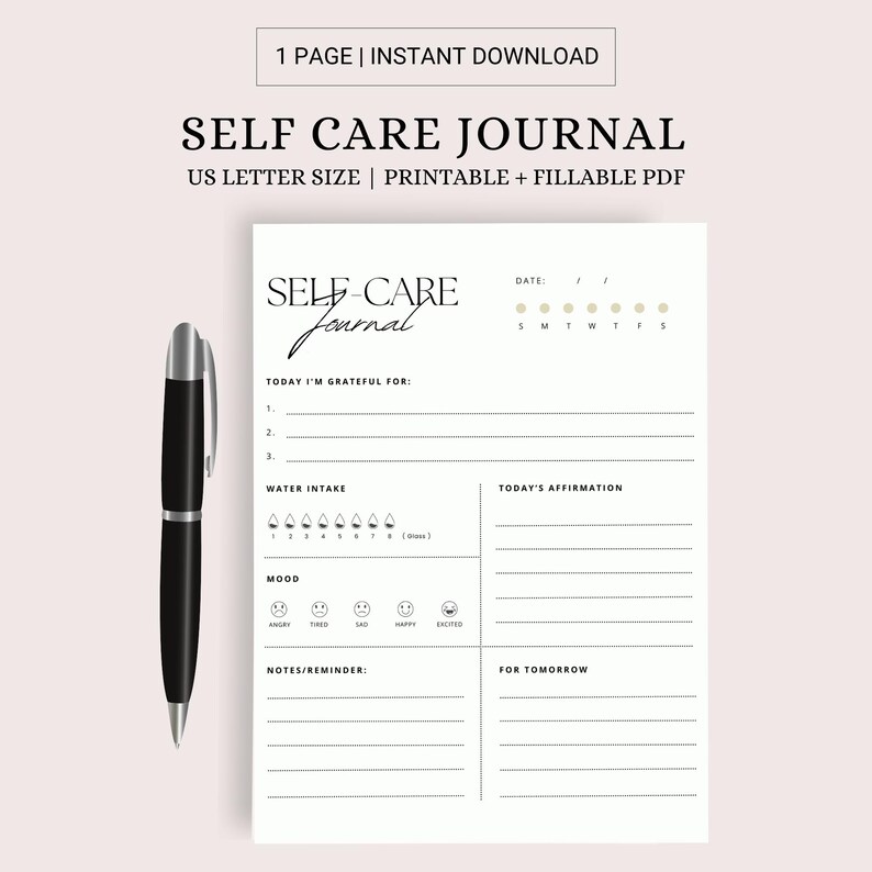 SELF CARE JOURNAL, Gratitude Journal, Self-care Planner, Note Paper ...