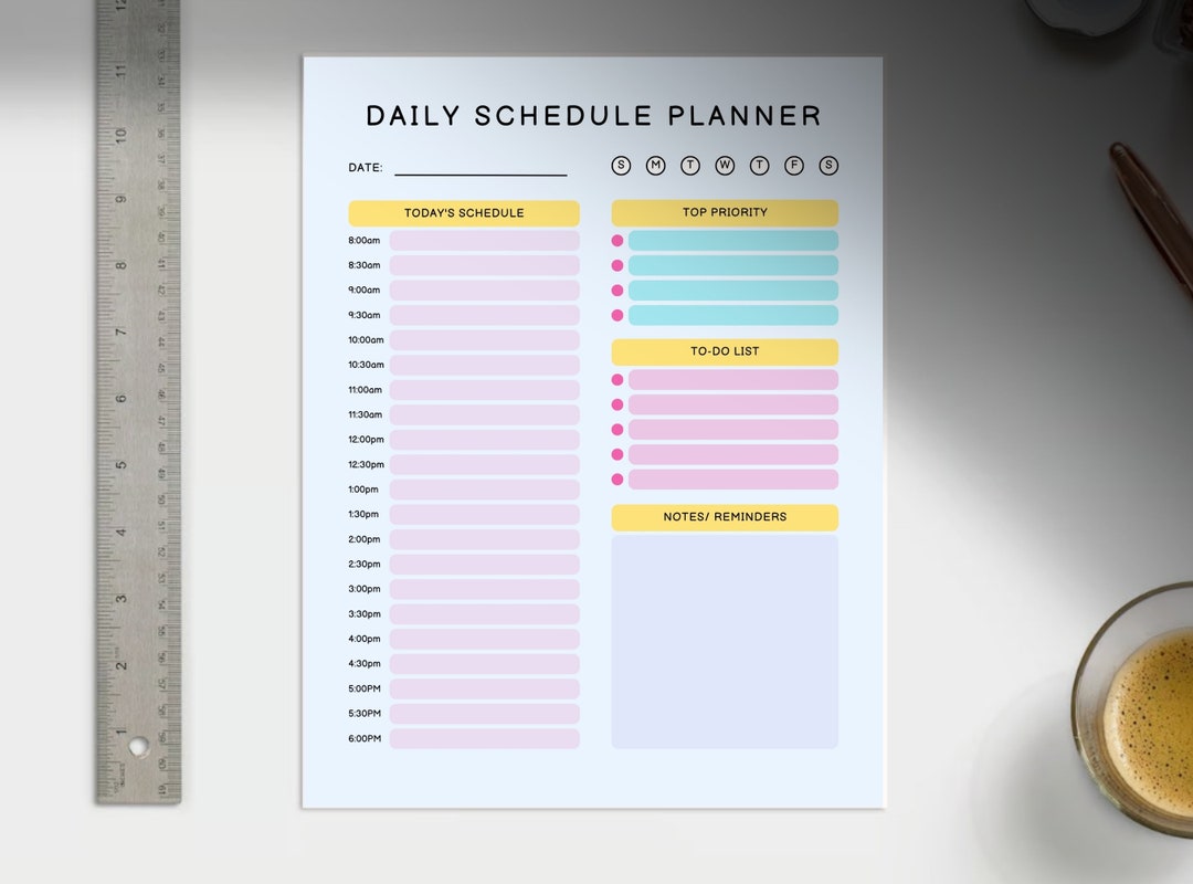 DAILY SCHEDULE PLANNER, Daily Planner Pdf, Schedule Planner, Daily ...