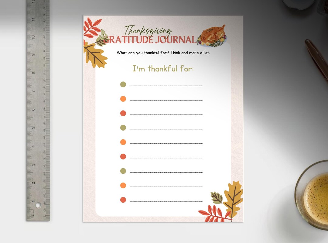 THANKSGIVING GRATITUDE JOURNAL, Holiday Thankfulness Notebook, Daily ...