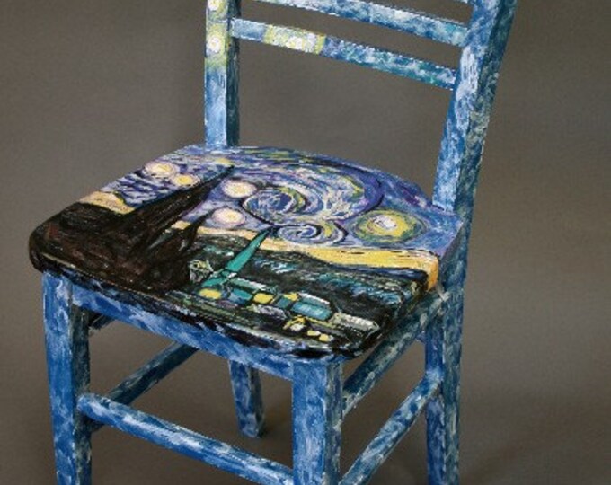 Hand Painted Wooden Kitchen Chair (starlight), by Jayne Bruck Fryer. - Etsy
