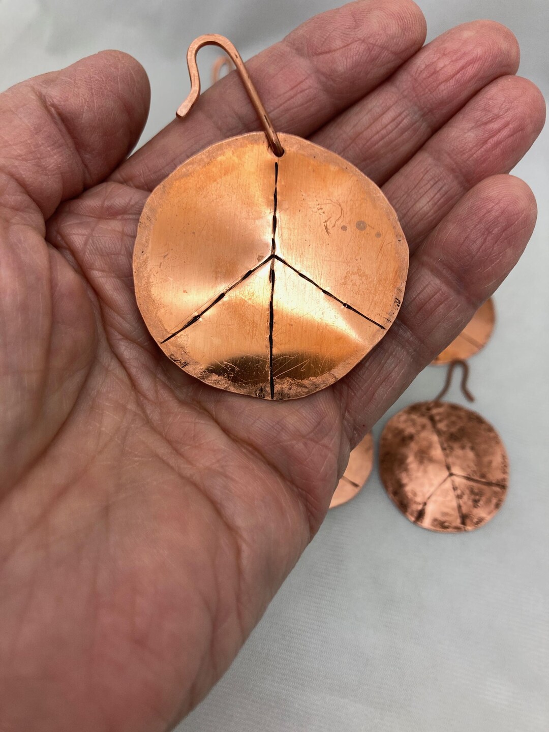 Recycled Copper Peace Sign. Christmas Tree Ornament. USA Made by Jayne ...