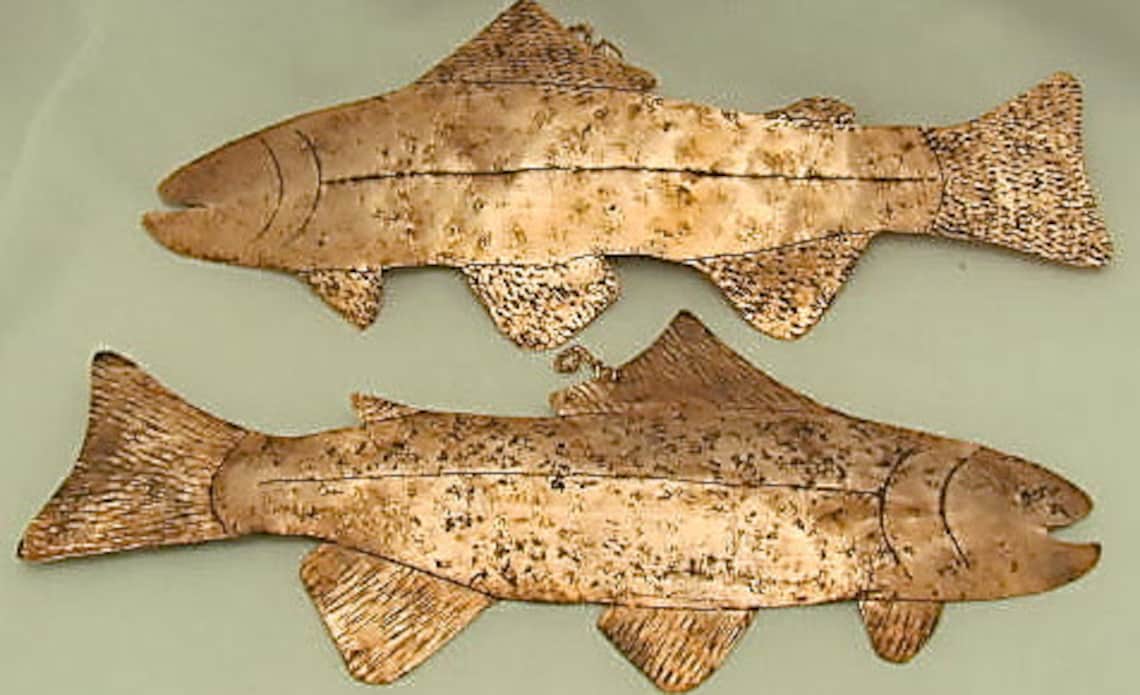 Single Copper Fish.fish Sculpture.one Artisan Fish Fish Wall | Etsy