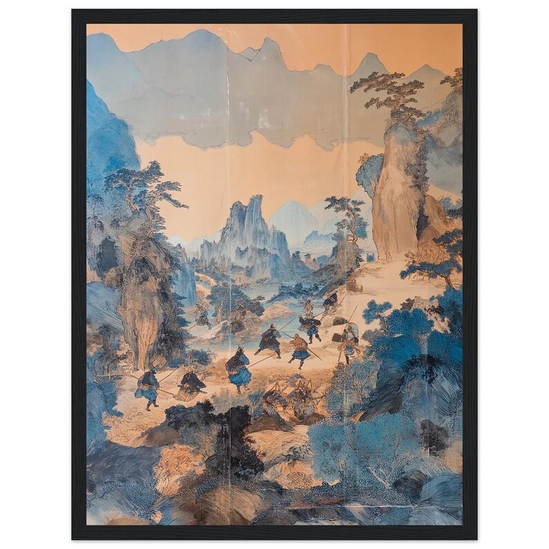 Ao to Kin blue and Gold Japanese Art Premium Matte Paper Wooden Framed ...