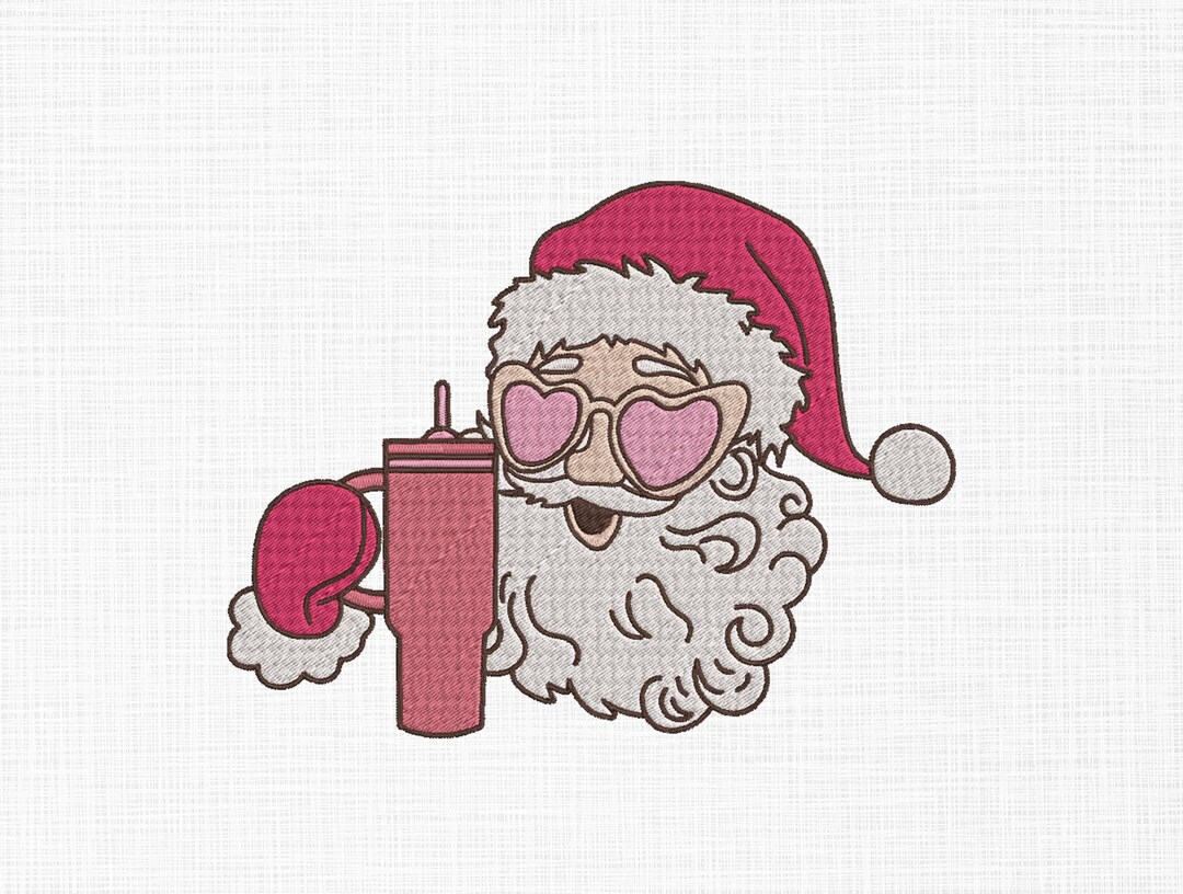 Santa Claus Embroidery Design Santa in Glasses Embroidery Santa With ...