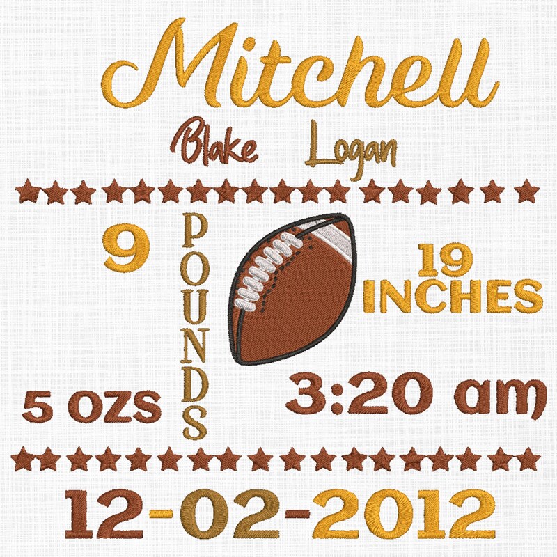 Birth Announcement Embroidery Design - Etsy