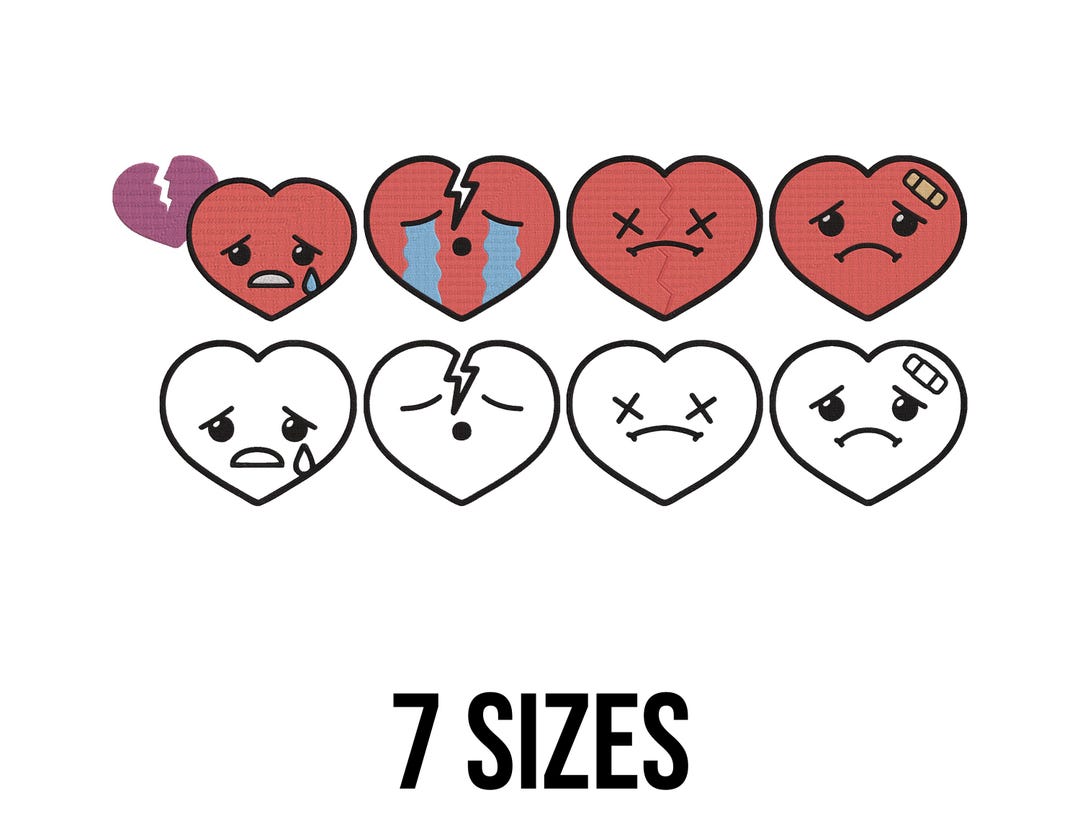 Broken Heart Embroidery Design - Weeping Heart Face Embroidery Design ...