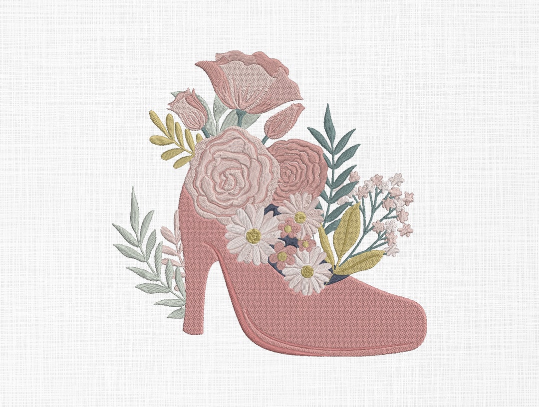 Floral Shoe Embroidery Design Flowers in Shoe Embroidery Design Girl ...