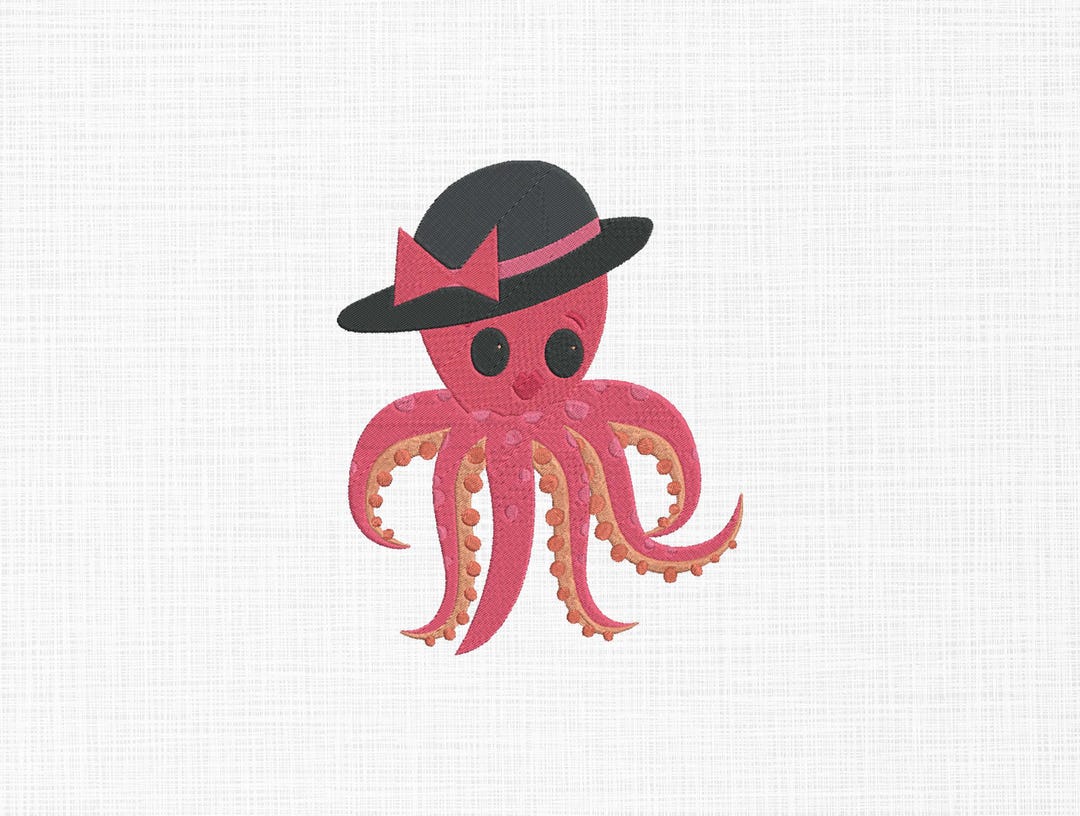 Octopus Machine Embroidery Design, Embroidered Octopus Digital File ...
