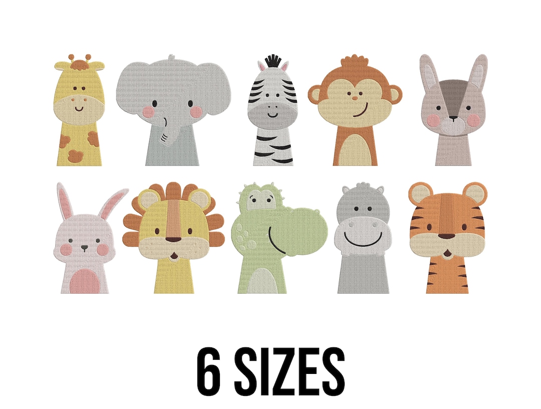Forest Animals Bundle Embroidery Design - Cute Giraffe, Lion, Tiger ...