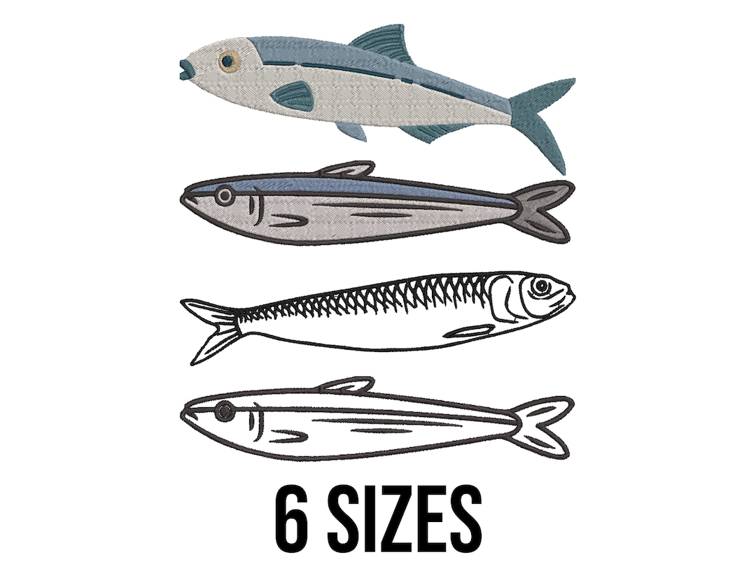 Sardines Embroidery Design - Cute Sardines Fish Embroidery Design ...