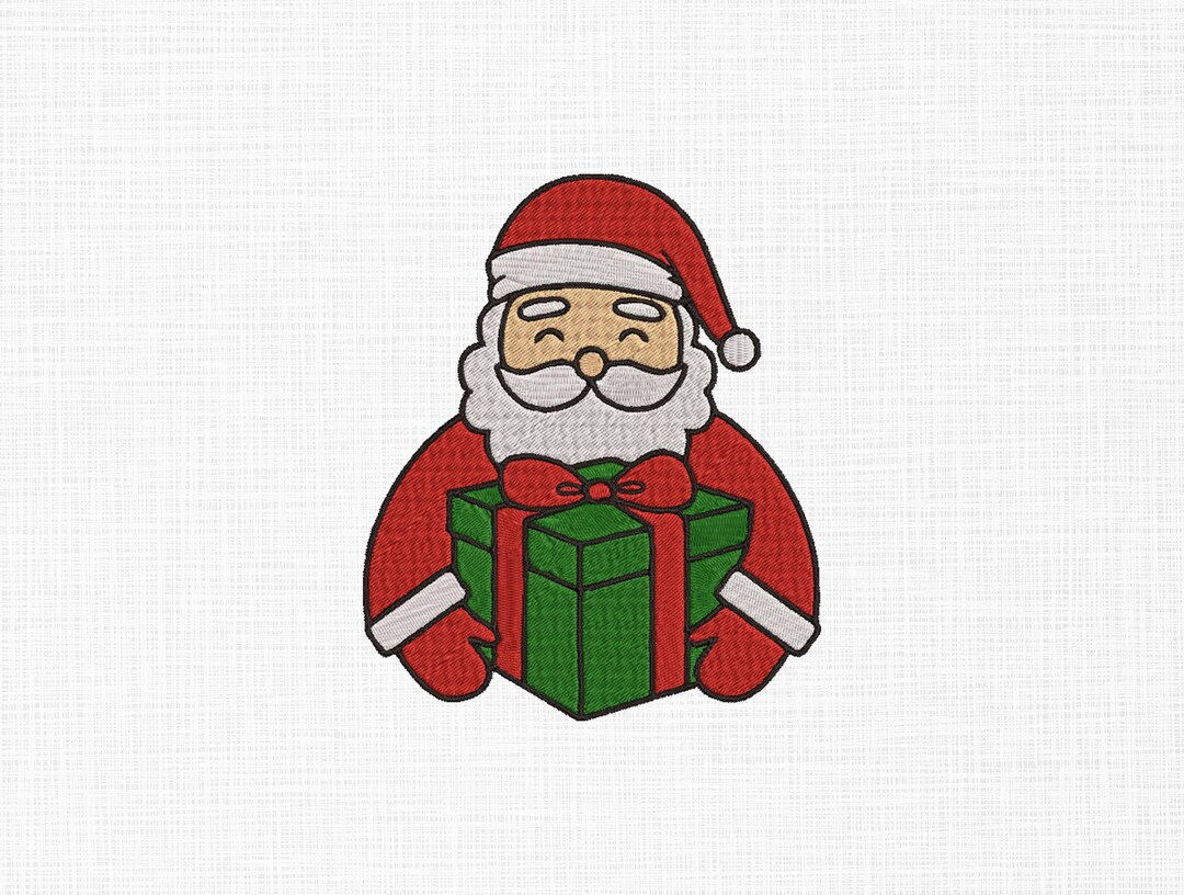 Santa With Present Embroidery Design Santa Claus Embroidery Design ...