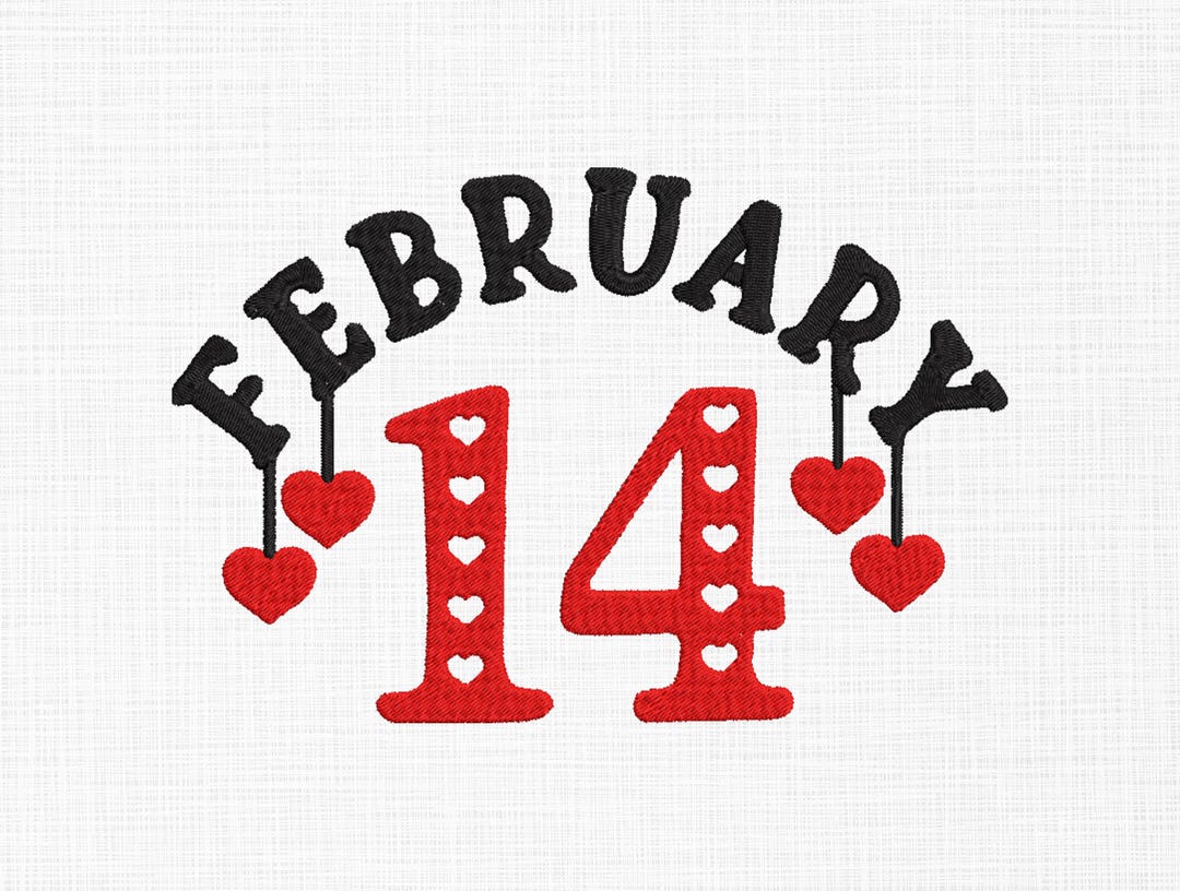 14 February Embroidery Design Valentines Day Embroidery Design Heart ...