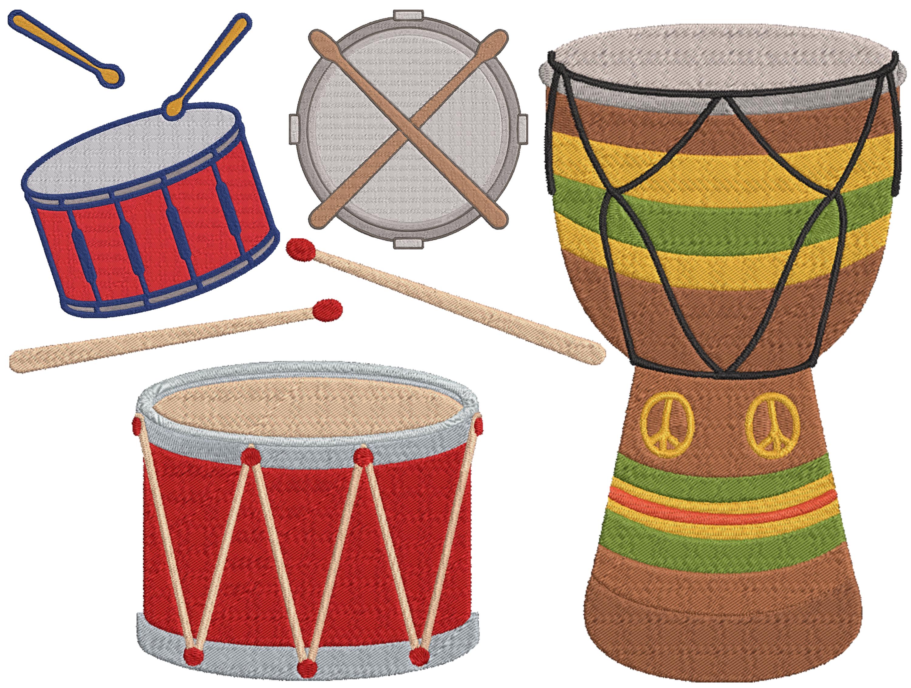Drum Embroidery Design - Bongo Embroidery Design - Snare Drum ...