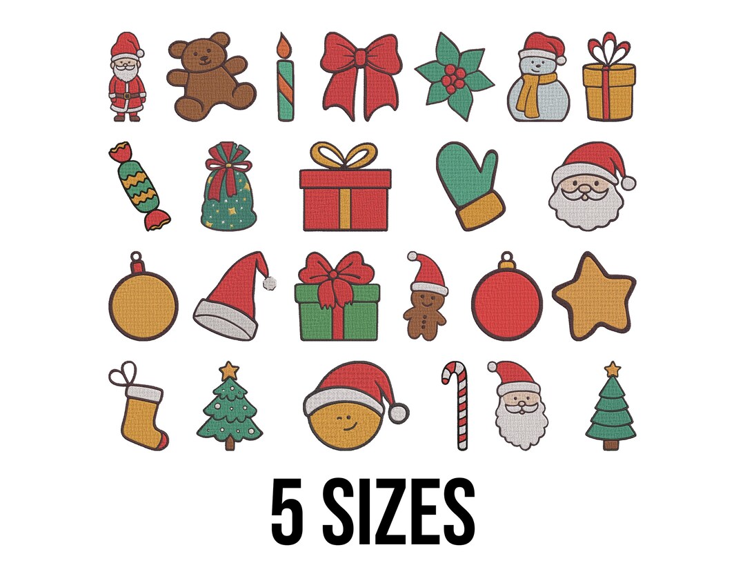 Mini Christmas Set Embroidery Design - Merry Christmas Icons Embroidery ...