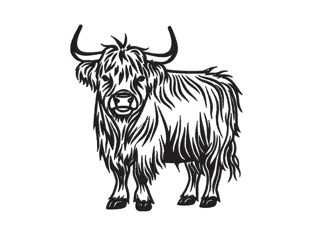 Highland Cow Embroidery Design - Farm Animal Digital Design - Cute ...