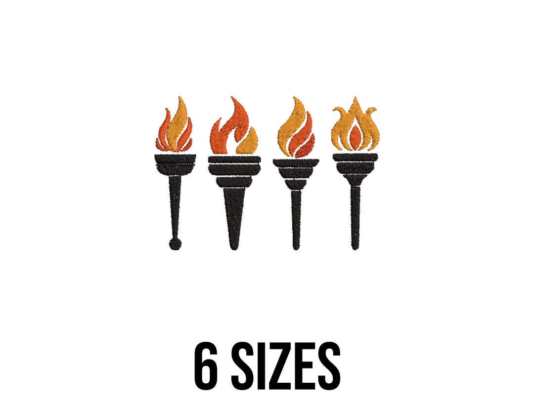 Torch Embroidery Design - Burning Torch Embroidery Design - Flame Torch ...